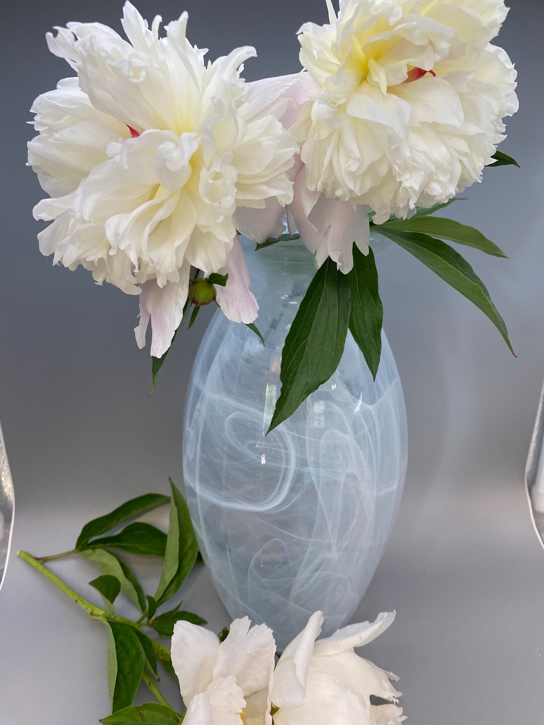 Vintage Frosted Soft White Swirl Glass 10” Vase - Etsy