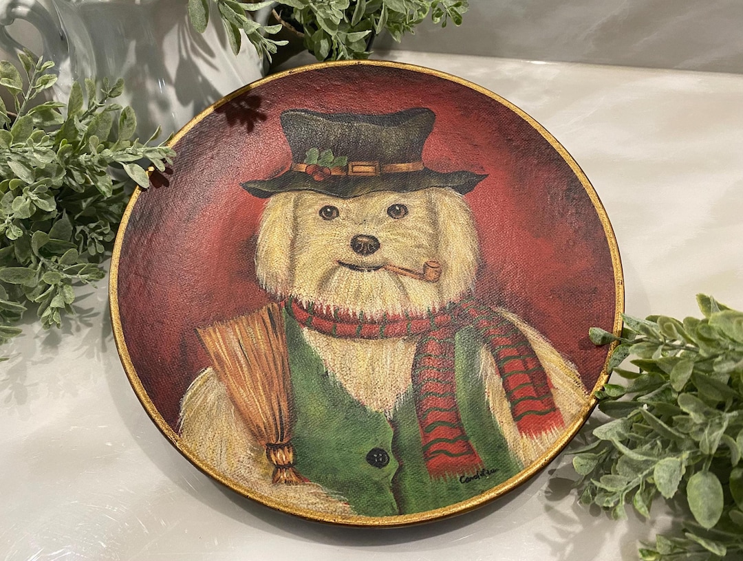 Vintage Tam San Designs Hand Painted, Decorative Christmas Dog Plate ...