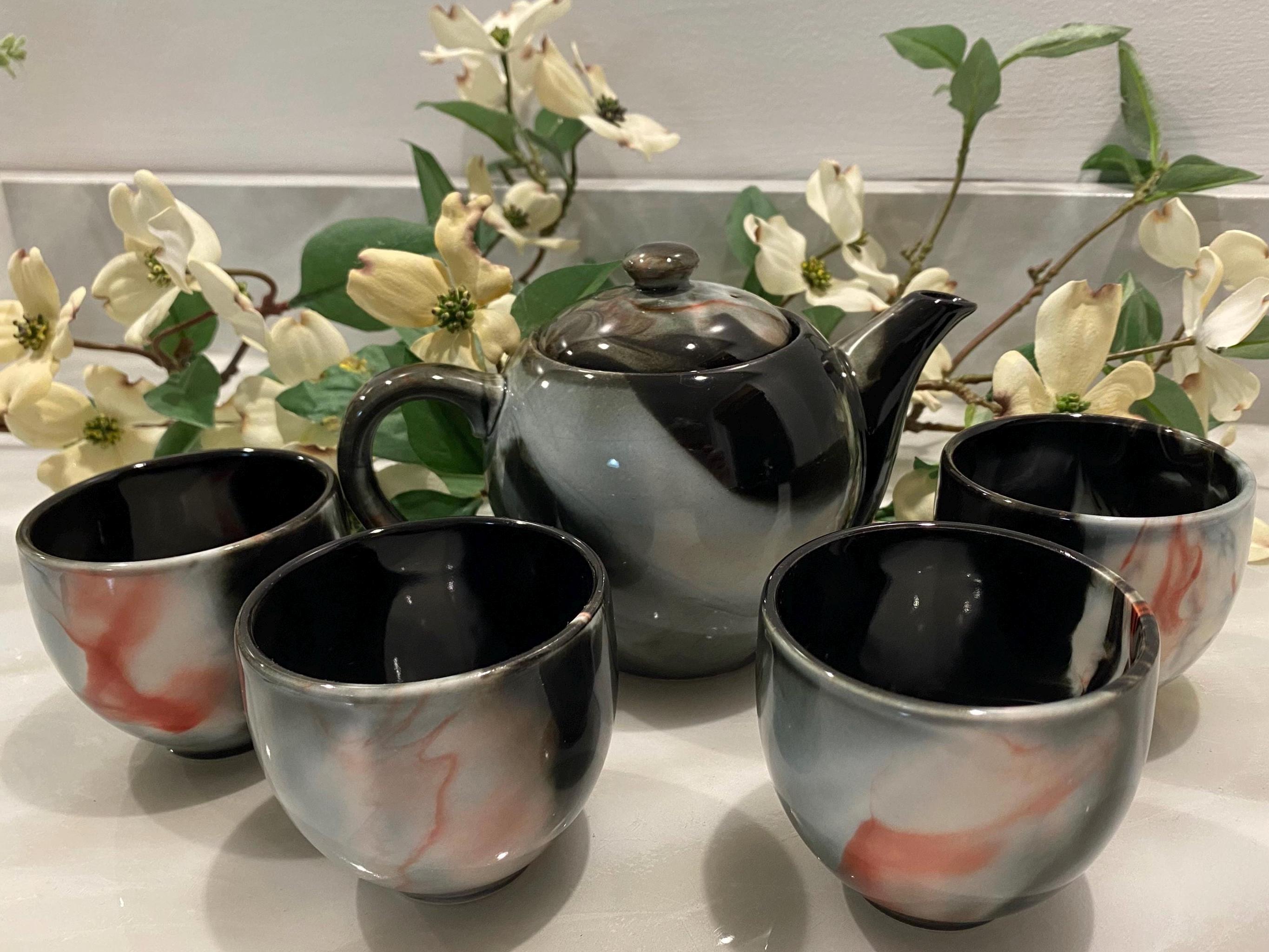 Vintage Teavana Stoneware Complete Tea Set With Infuser, Tea Pot & 4 ...