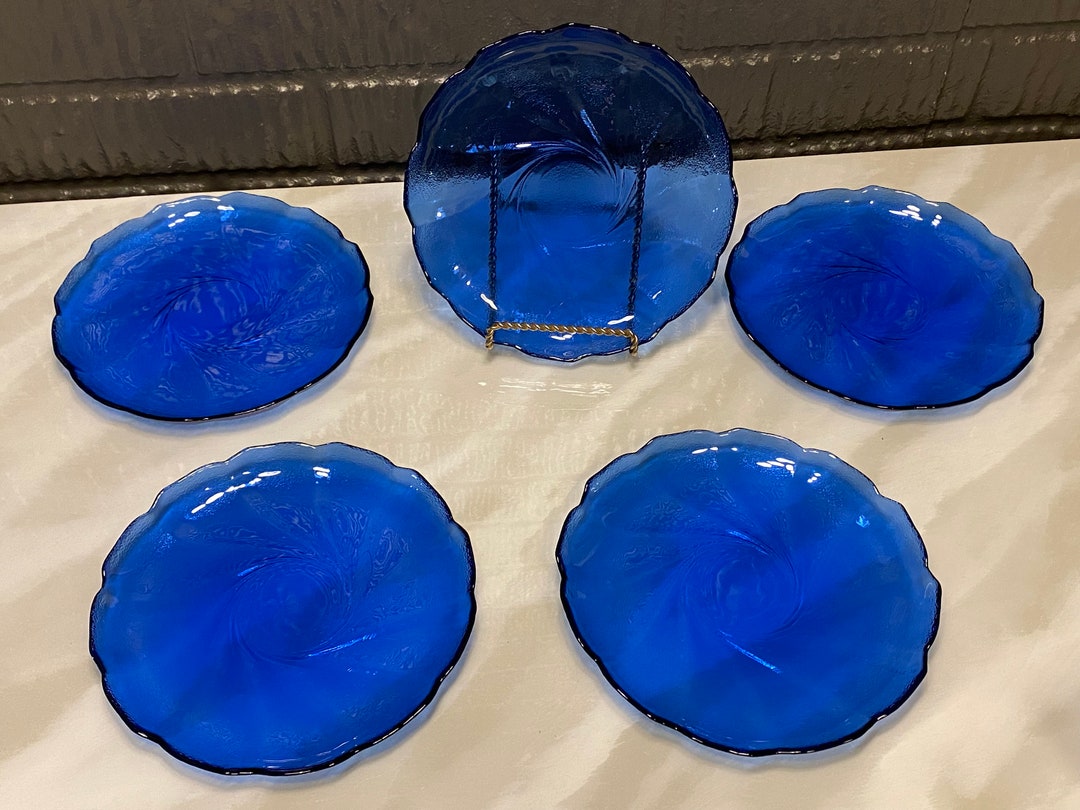 Vintage Arcopal Arcoroc France Cobalt Blue Plates - Etsy