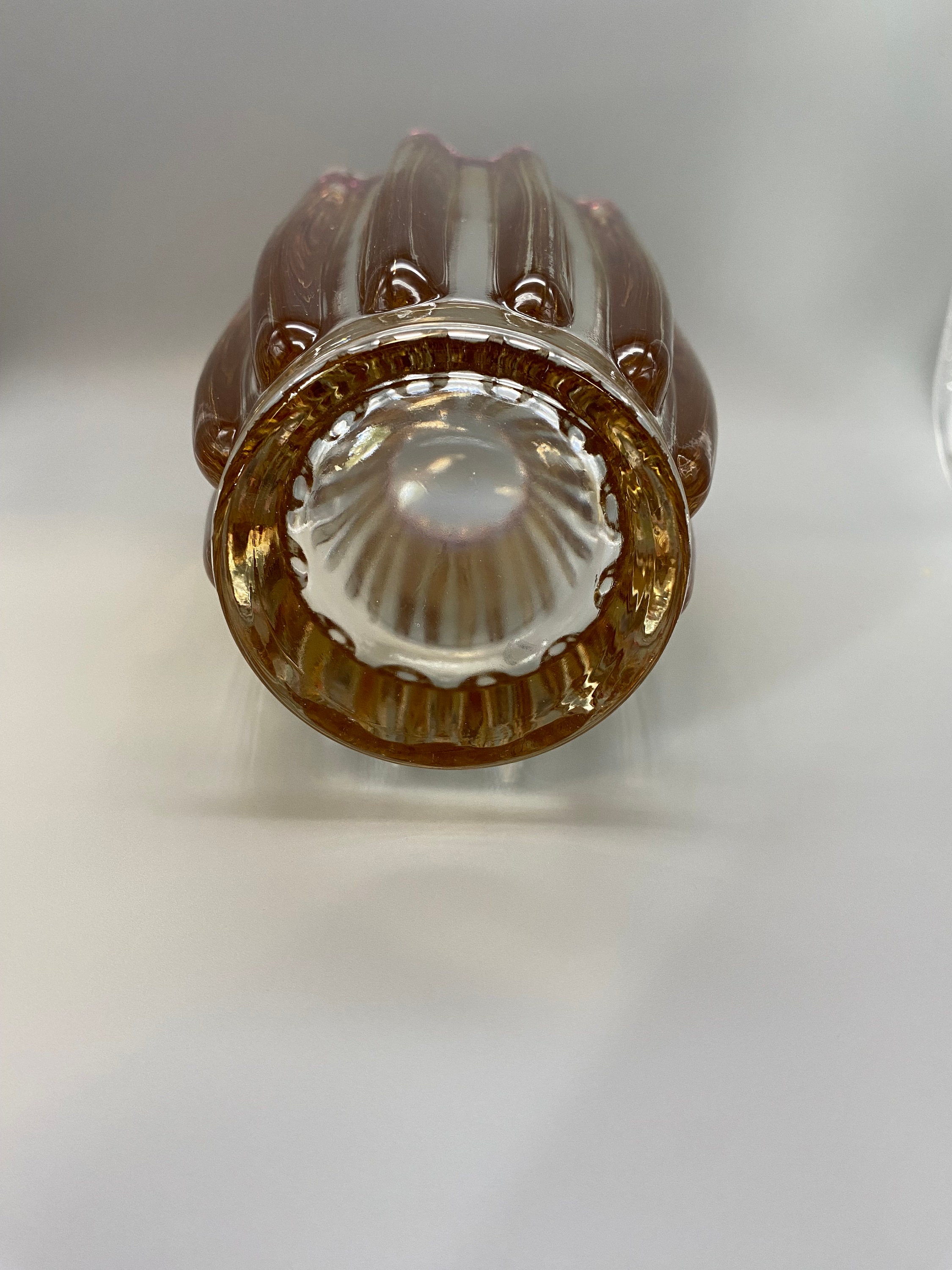 Vintage Federal Glass Co. Iridescent, Fluted Vase - Etsy