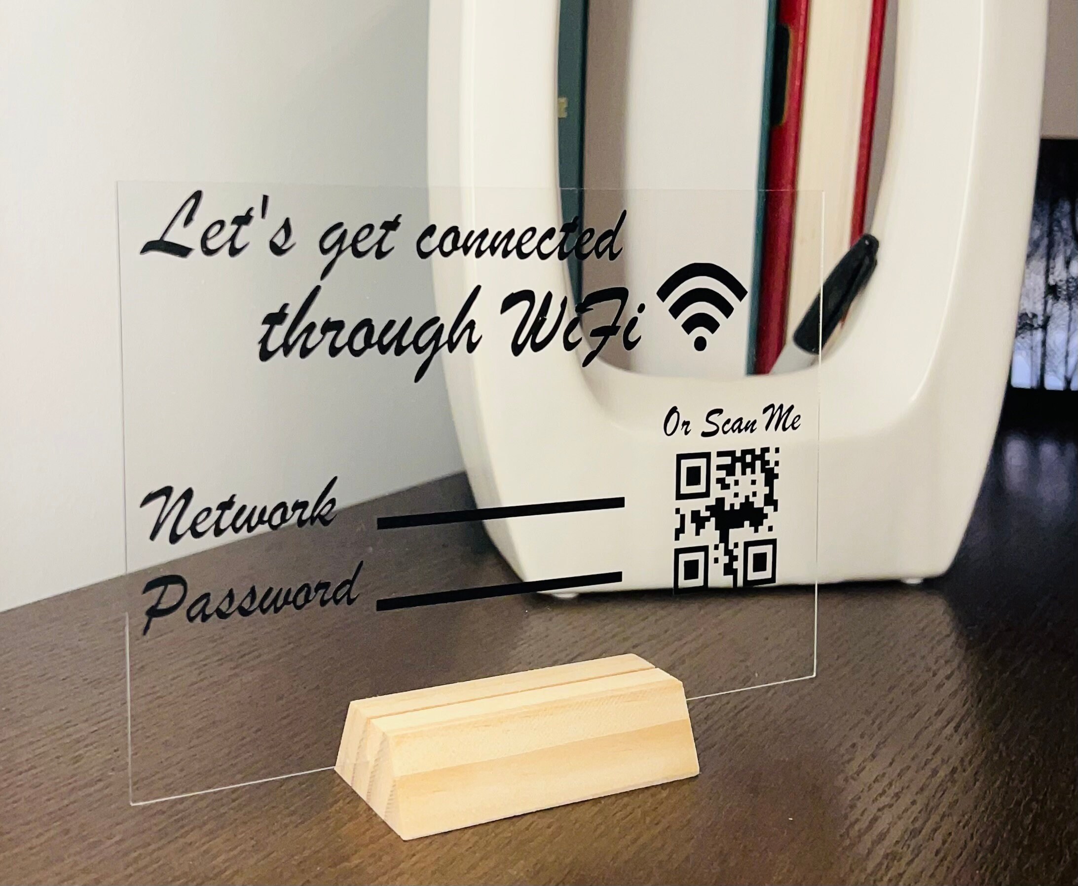 Wifi Sign QR Code Welcome Guest Wifi Sign for Hotels, Airbnb ...