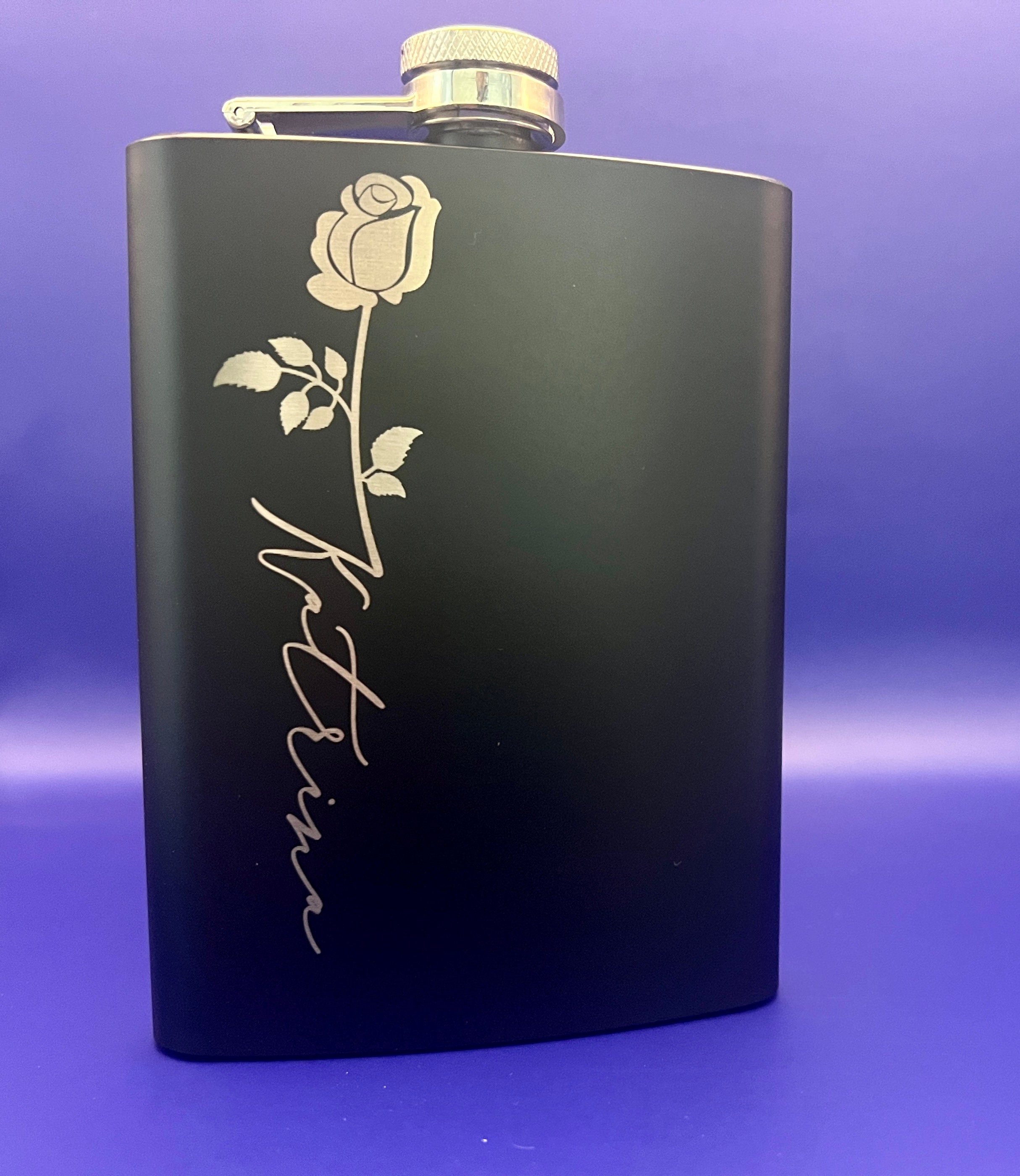 Personalized Rose 8oz. Engraved Stainless Steel Flask - Etsy