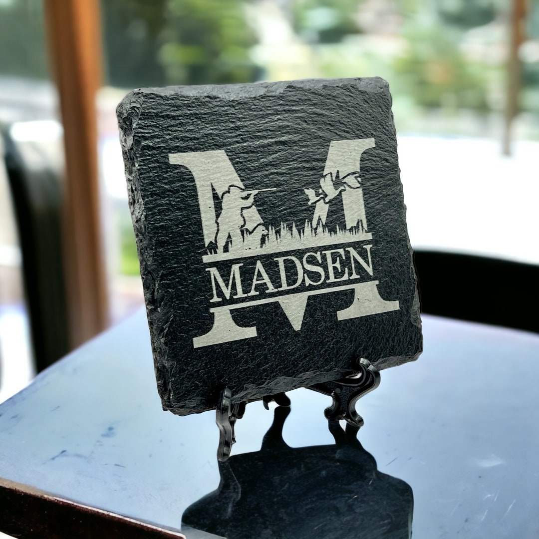 Personalized Engraved 4" Slate Duck Hunter Coaster - Etsy