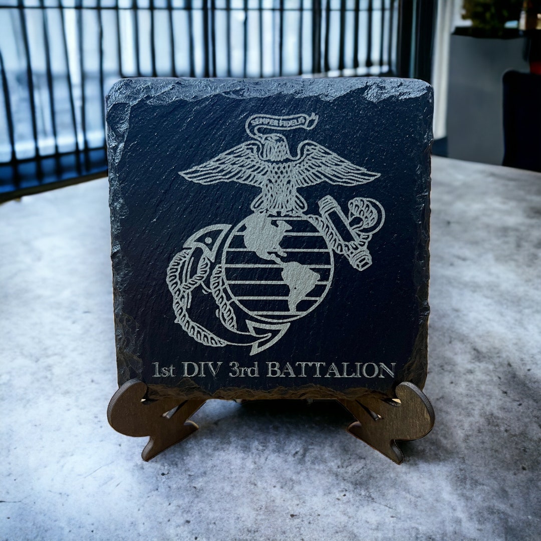 Personalized Engraved 4" Military Slate Rock Coaster - Etsy