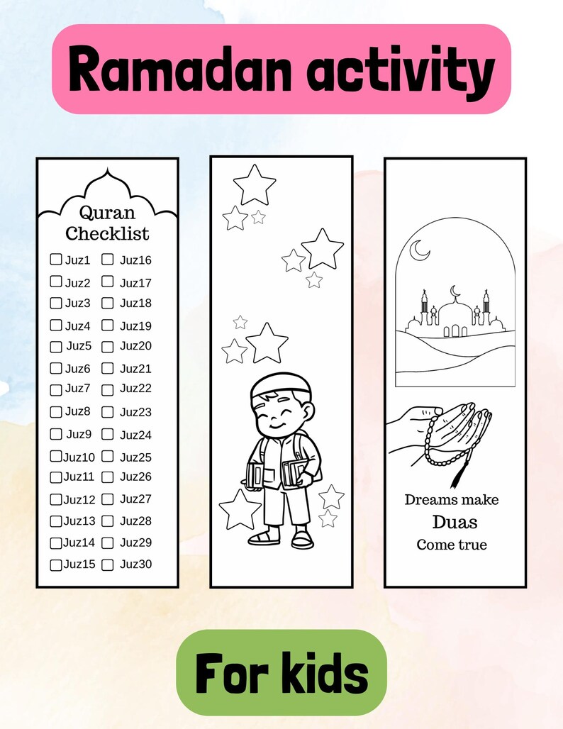 Color Your Own Bookmarks for Muslim Kids. A Goid Ramadan Activity for ...