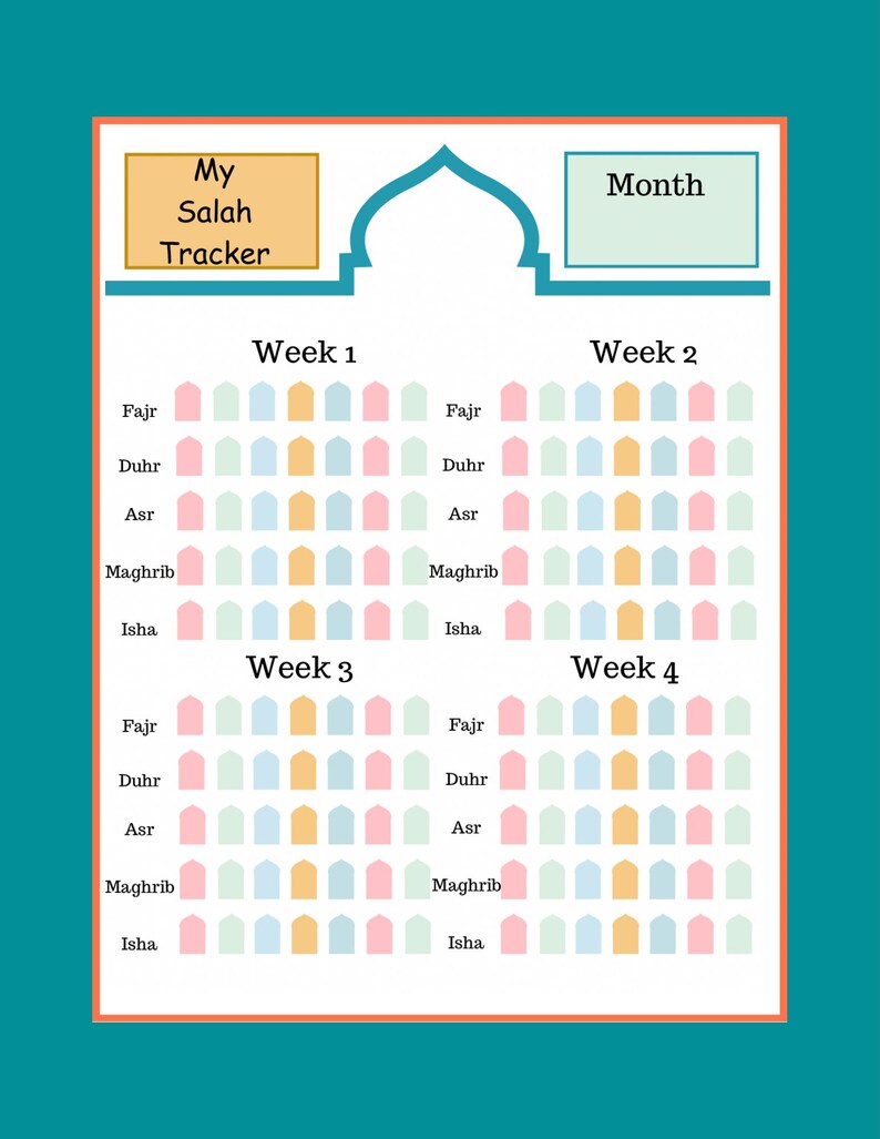 Kids Salah Tracker. Easy and Effective Way to Keep Track of Your Prayer ...