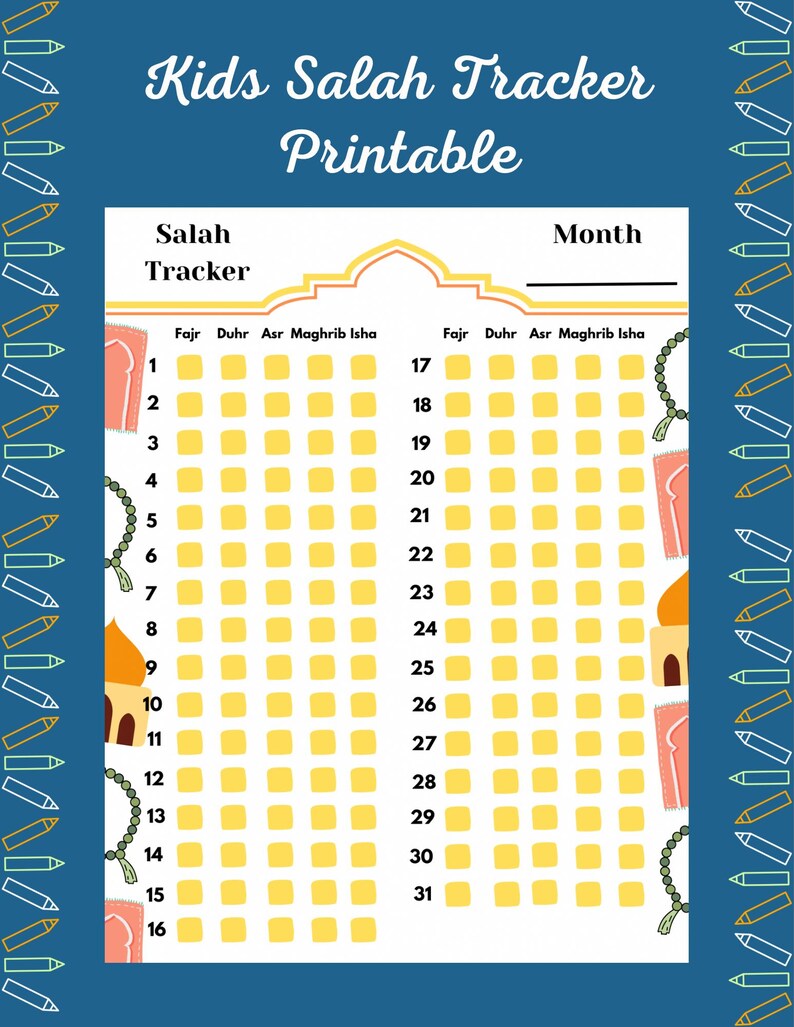 Kids Salah Tracker. Easy and Effective Way to Keep Track of Your Prayer ...