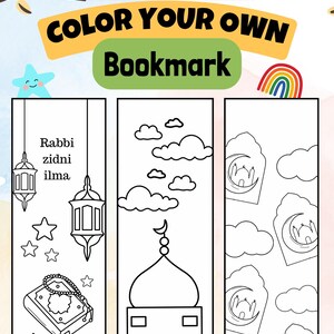 Color Your Own Bookmarks for Muslim Kids. A Goid Ramadan Activity for ...
