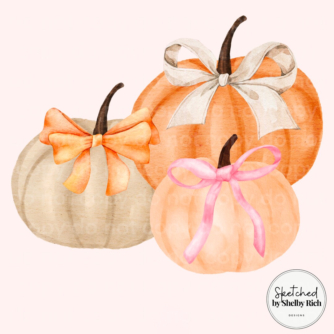 Fall Pumpkin Bows Coquette Preppy Cute Fall PNG Halloween Png ...