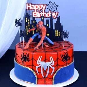 9pcs Spiderman Cake Topper Set Party Supplies Superhero Kids Children ...