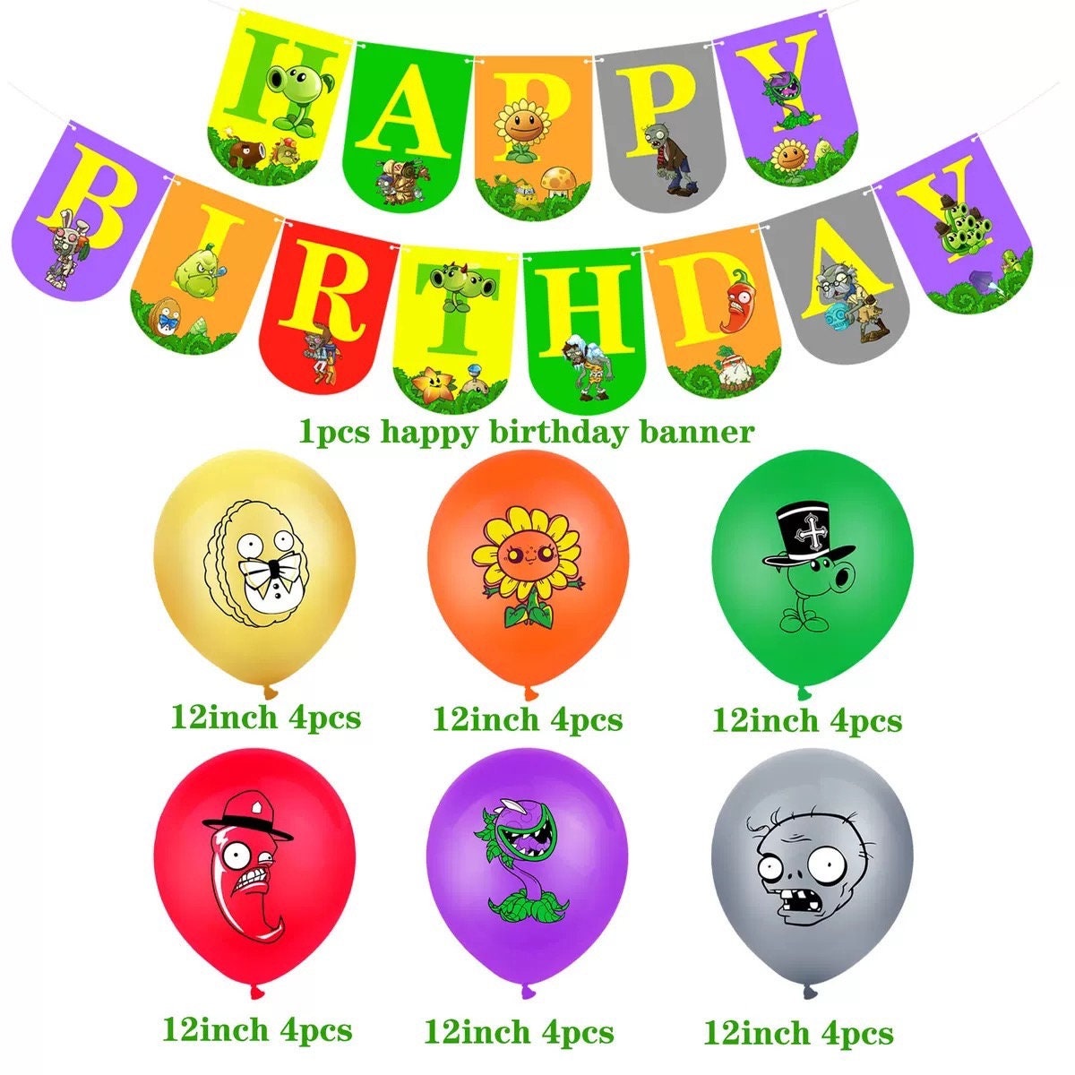 Plants VS Zombies Game Party Set Party Supplies Birthday Decoration - Etsy
