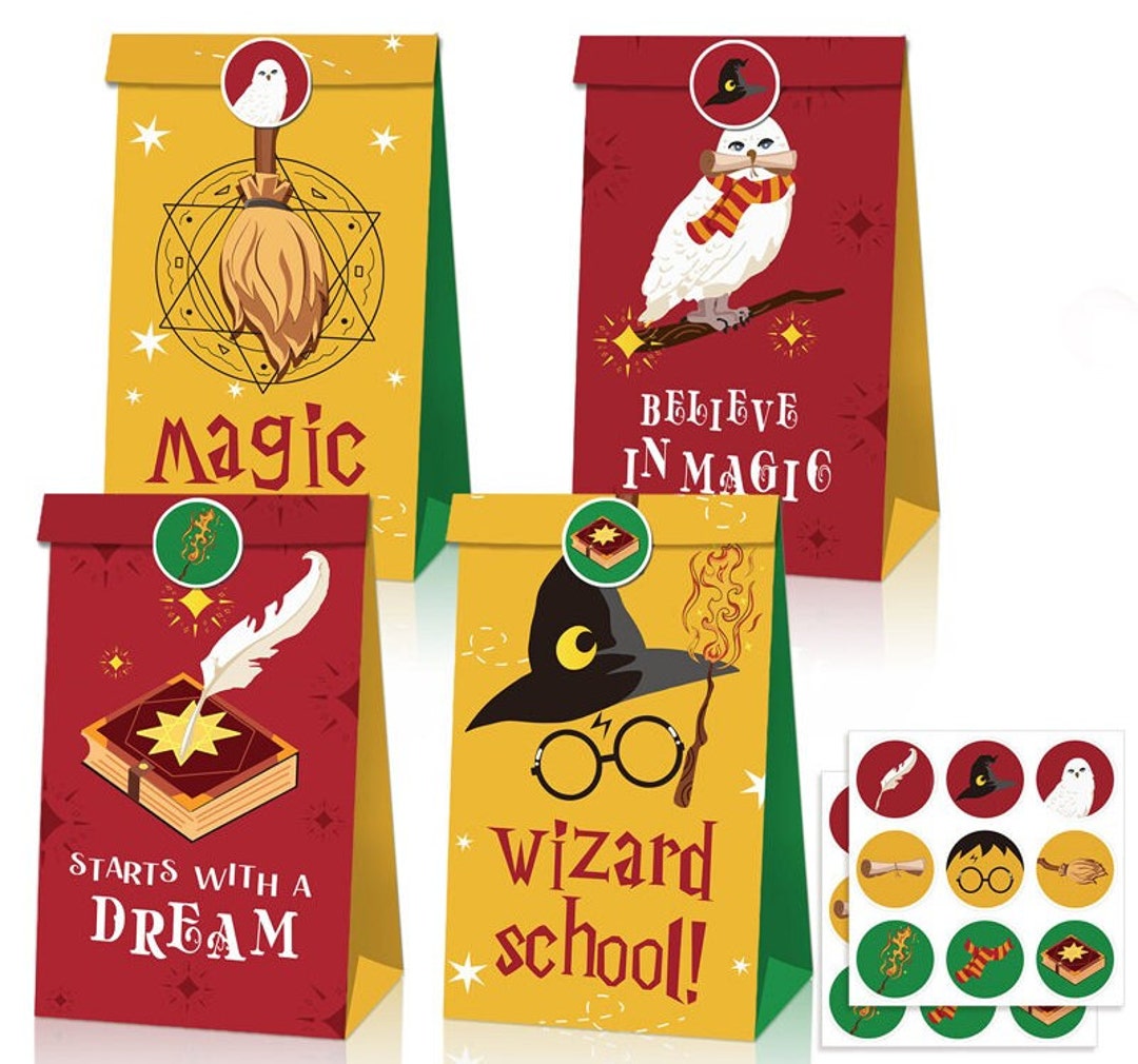 12PCS Harry the Wizard Paper Lolly Loot Bag & 18pcs Stickers Birthday ...