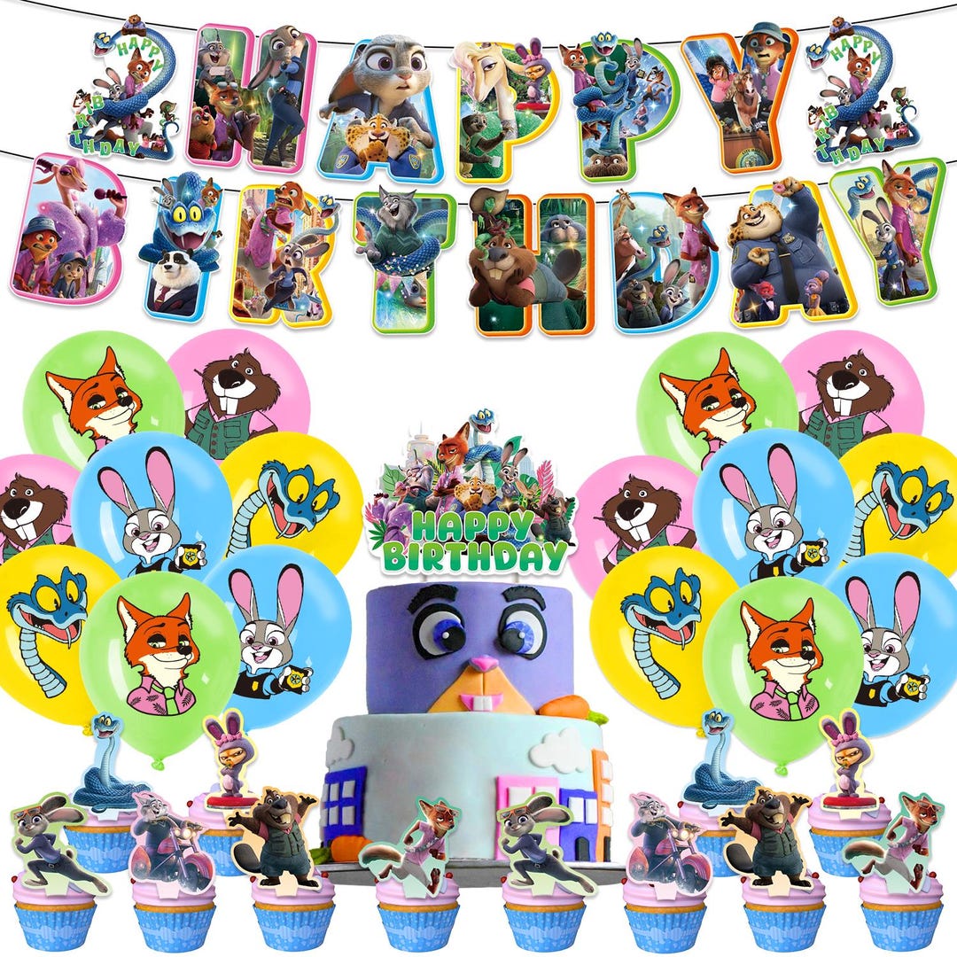 Zootopia Party Set Party Supplies Banner Toppers Balloons Birthday ...