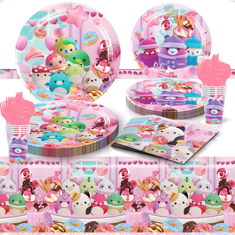 Squishmallows Tableware Party Supplies Plates Balloons Kids Birthday ...
