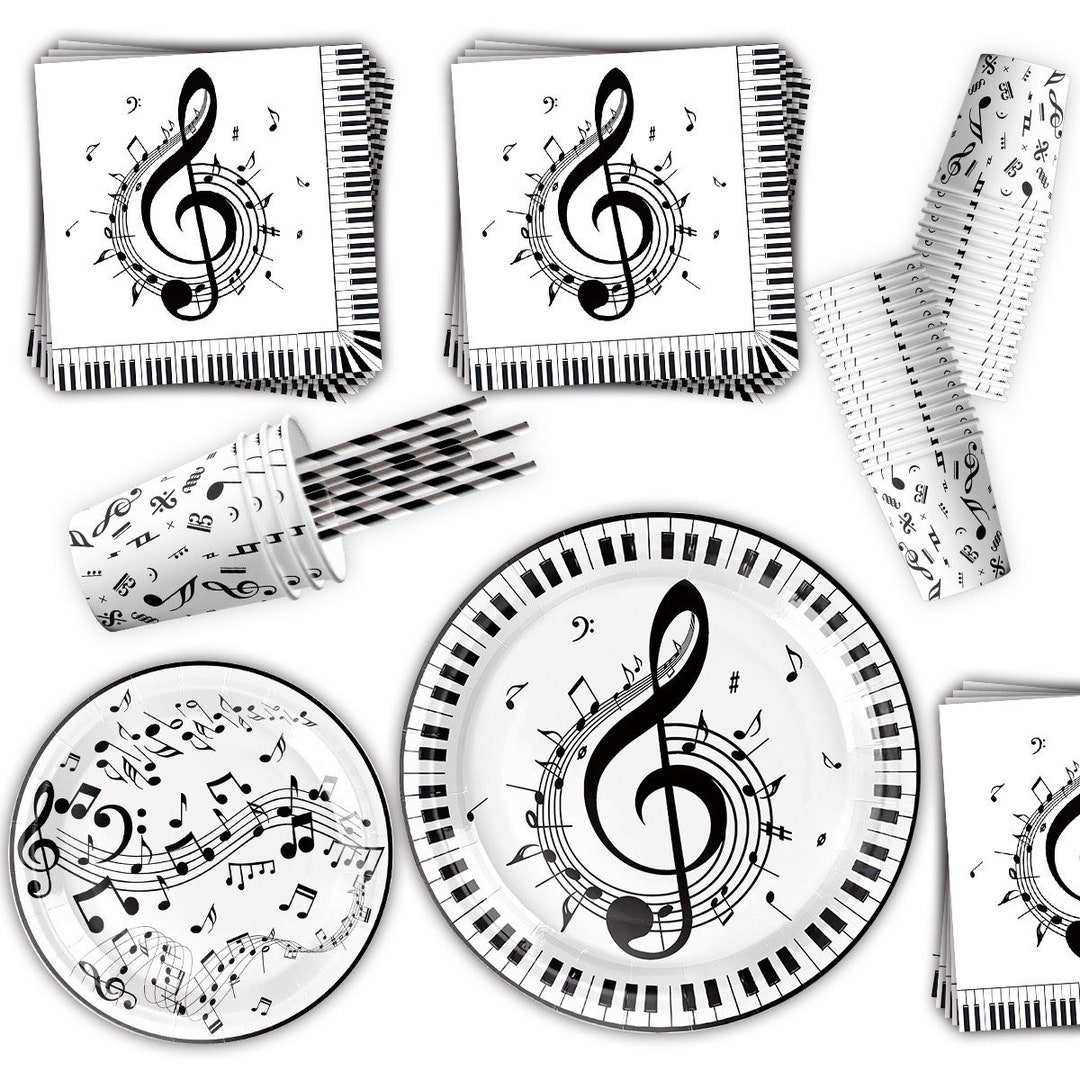 Music Notes Theme Tableware Party Supplies Piano Birthday Decoration ...