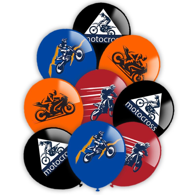 Motorcycle Party Set Party Supplies Banner Toppers Balloons Swirls Kids ...