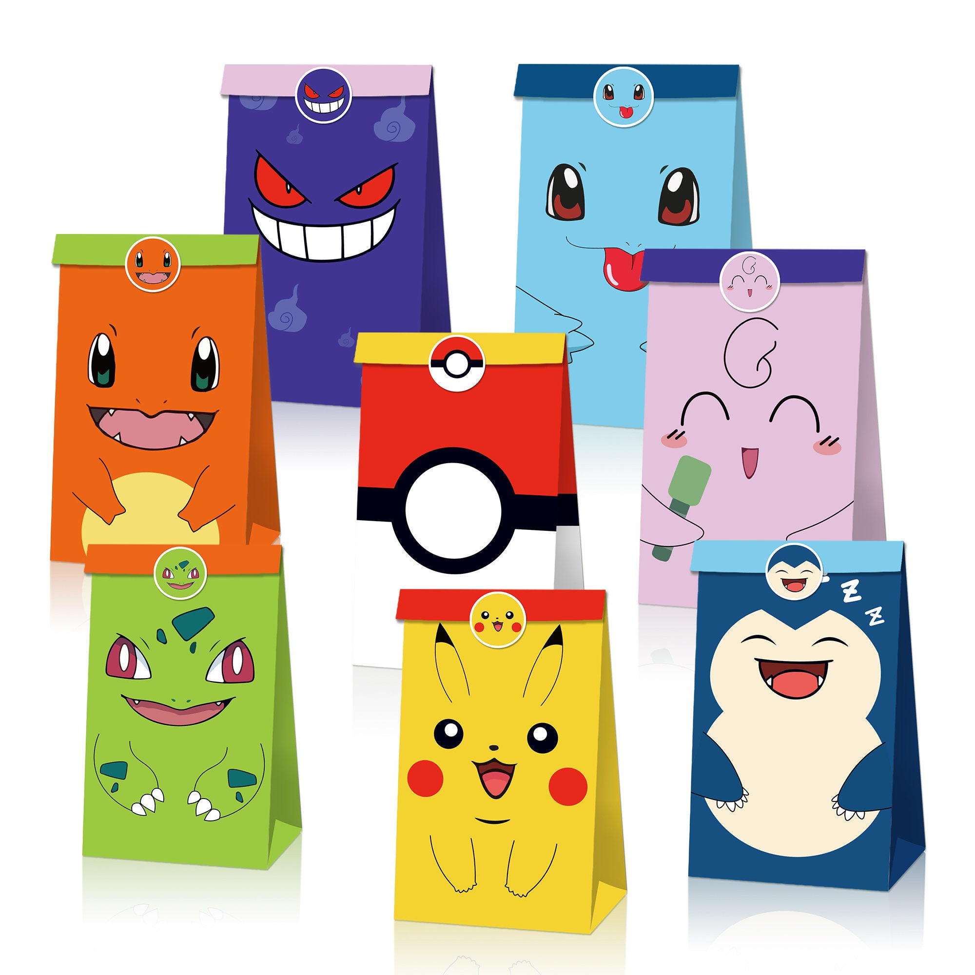 12PCS Pokemon Pikachu Party Paper Loot Lolly Bags Stickers - Etsy Australia