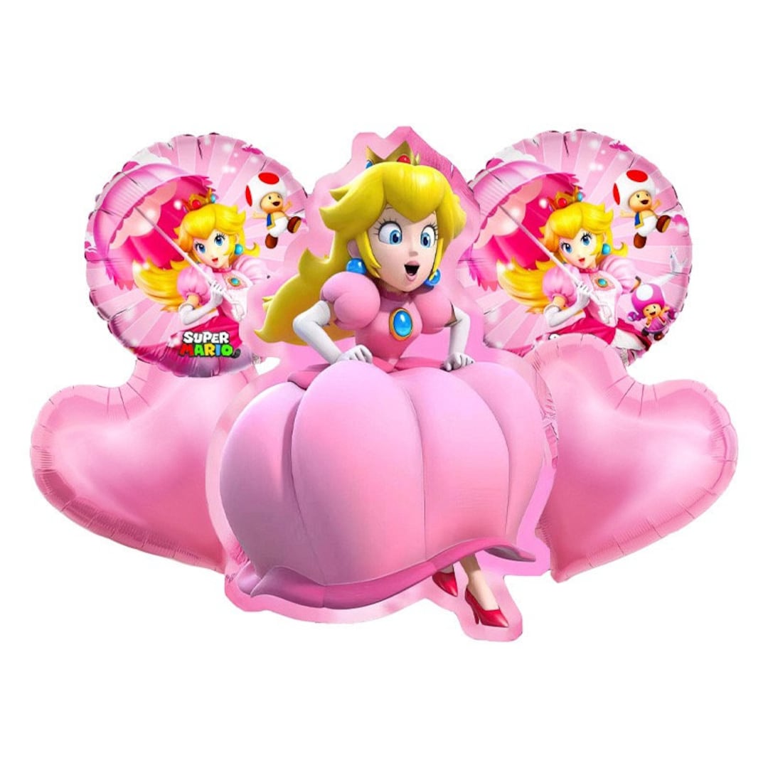 5pcs Princess Peach Foil Balloon Set Party Supplies Super Mario Girls ...