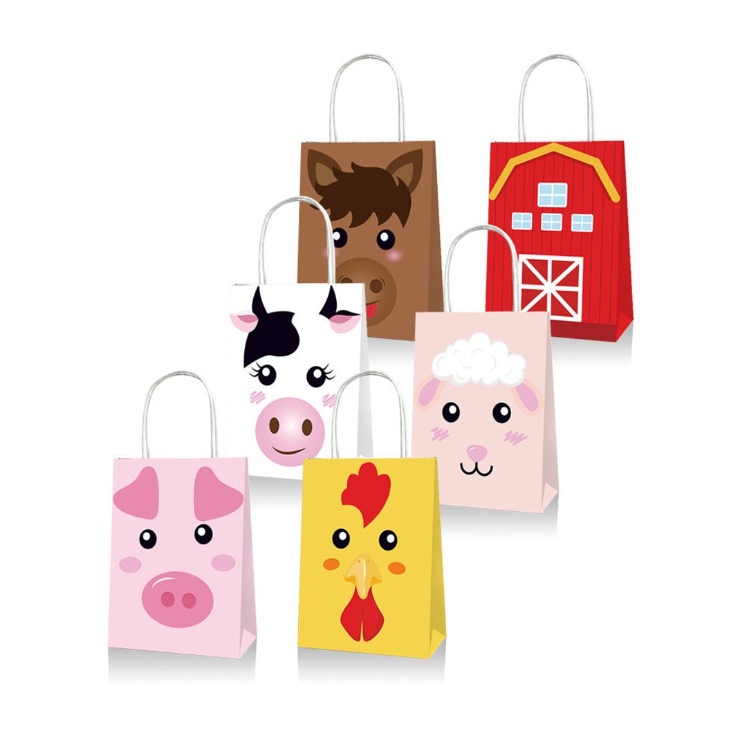 12PCS Farm Animal Paper Loot Lolly Bags Party Supplies Kids Birthday ...