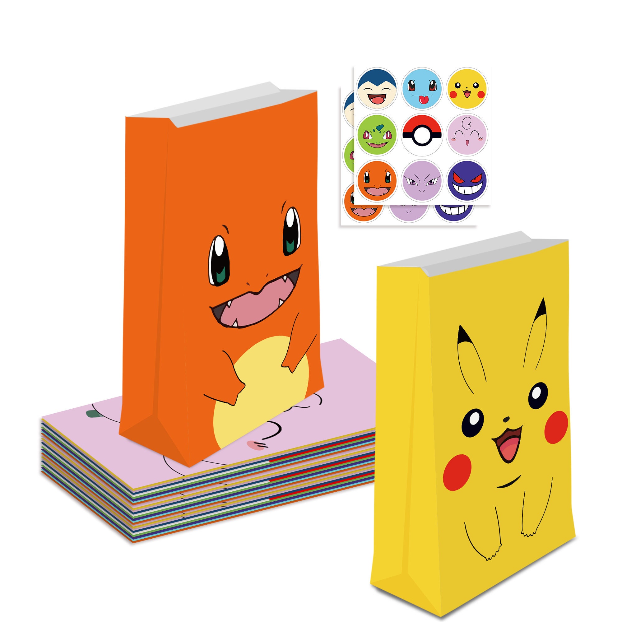 12PCS Pokemon Pikachu Party Paper Loot Lolly Bags Stickers - Etsy Australia