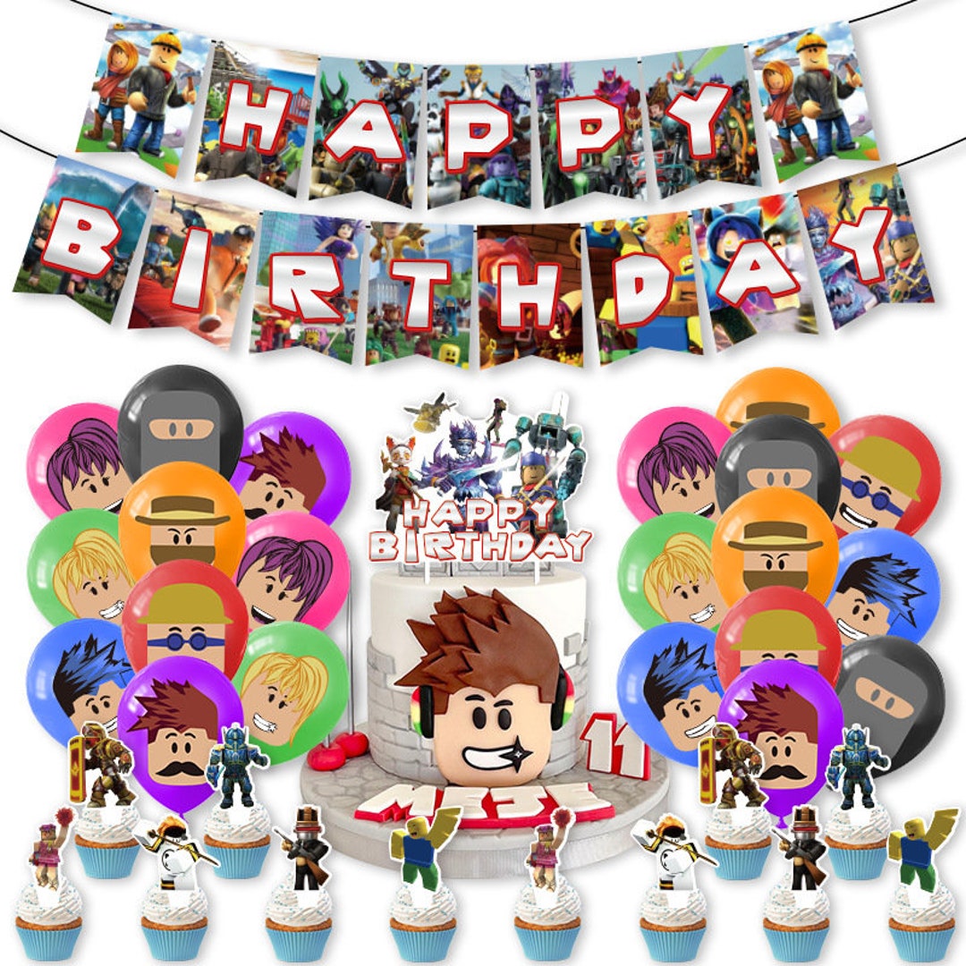 Roblox Party Set Party Supplies Banner Toppers Balloons Gaming Birthday ...
