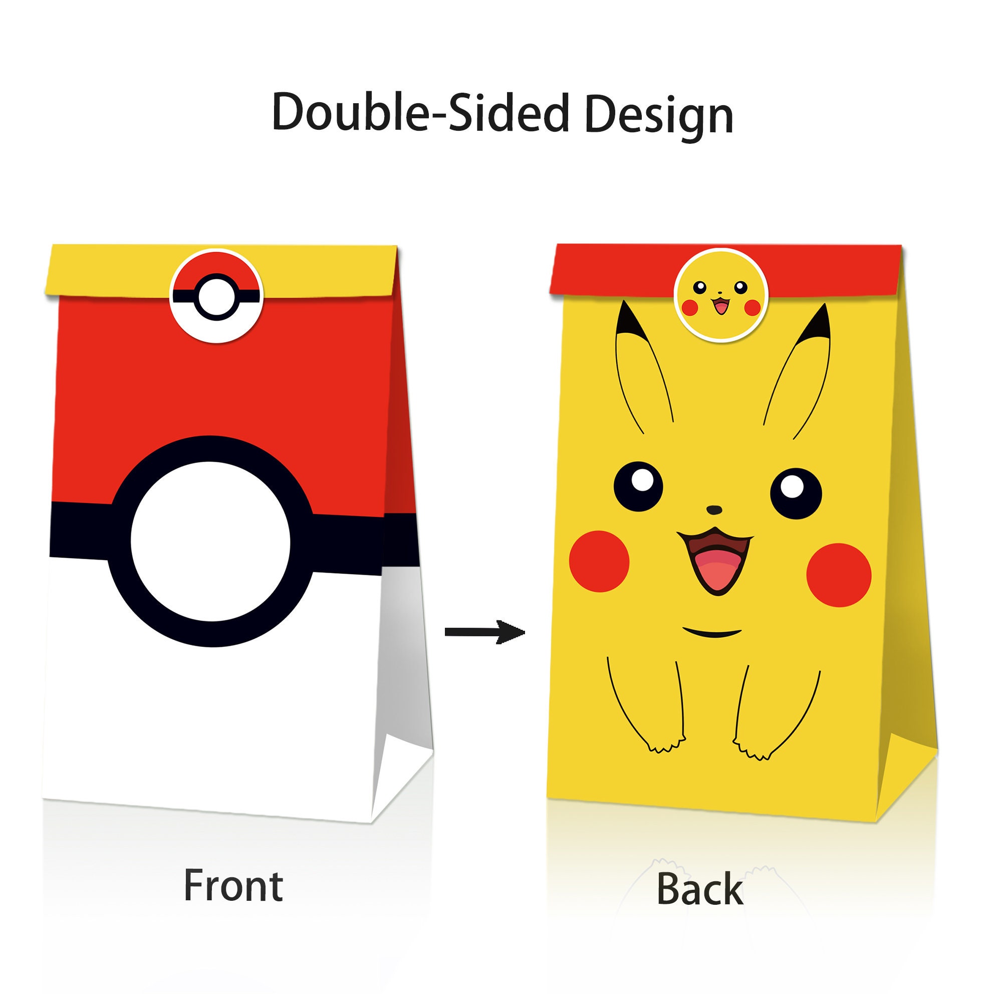 12PCS Pokemon Pikachu Party Paper Loot Lolly Bags Stickers - Etsy Australia