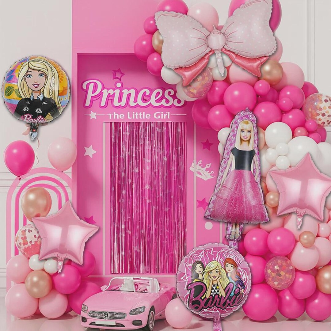 Barbie Princess Pink Rose Balloon Arch Garland Kit Birthday Party ...