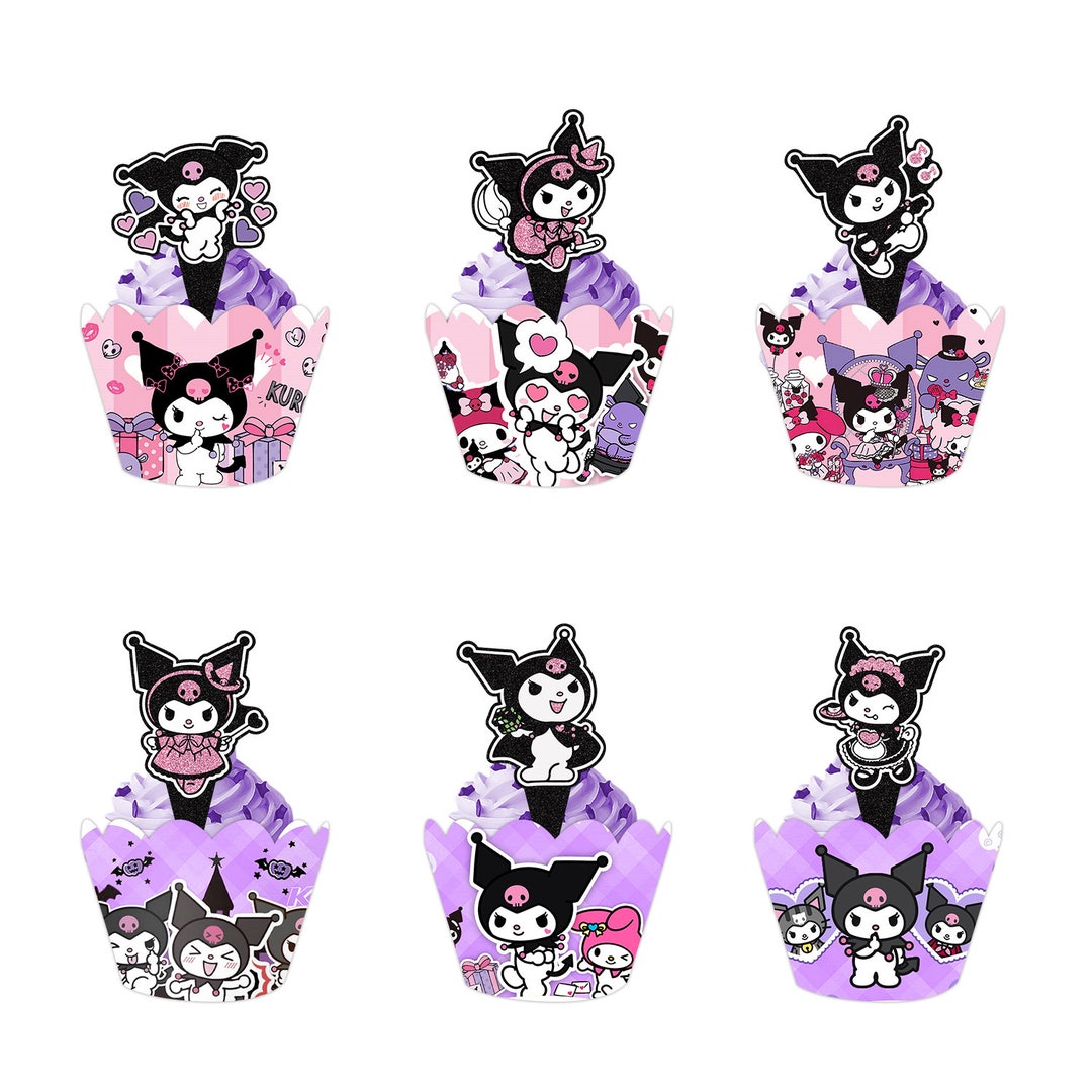 12 X Kuromi Cupcake Topper Wrapper Party Supplies Girls Birthday ...