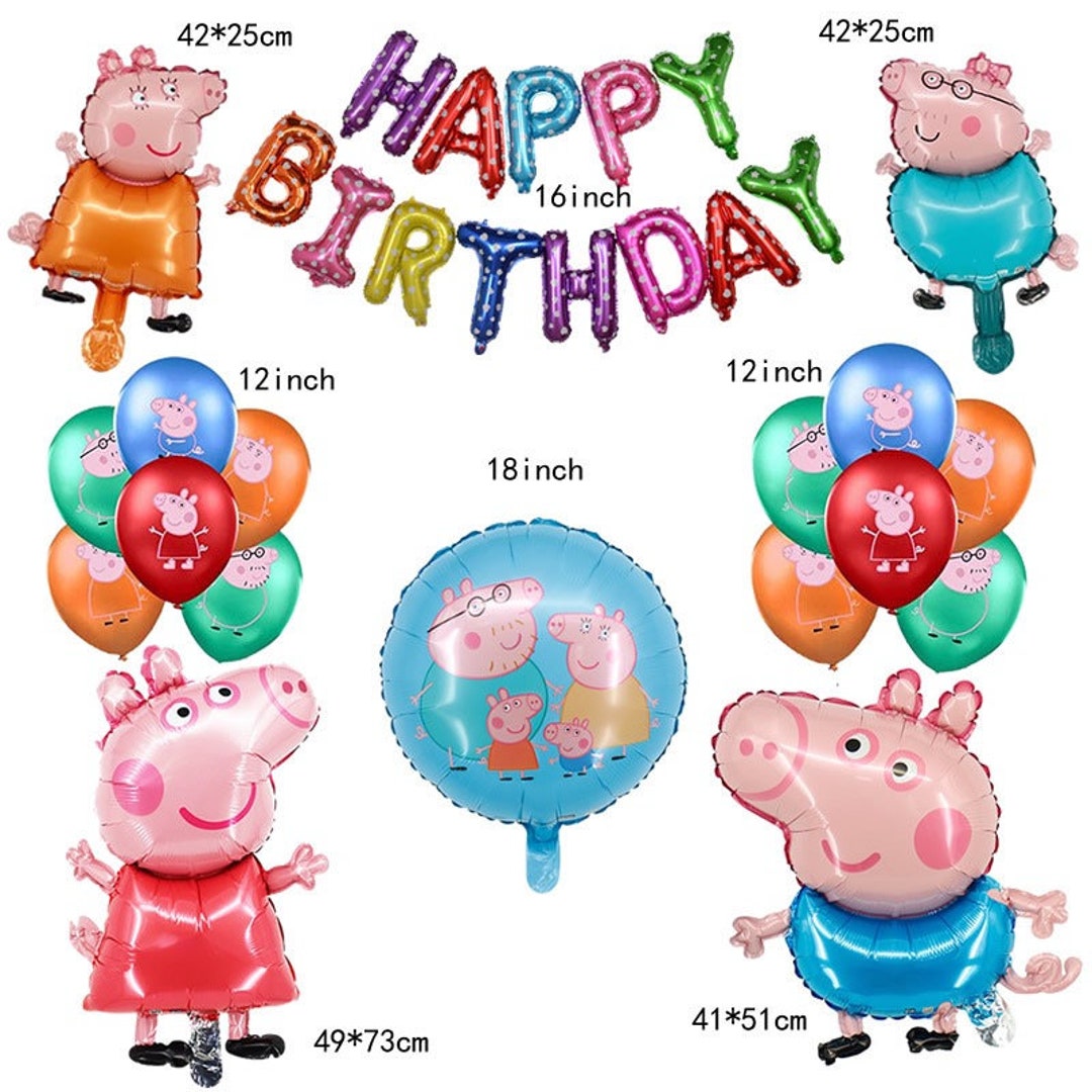 Piggy Family Foil Balloon Set Party Supplies Peppa George Family Kids ...
