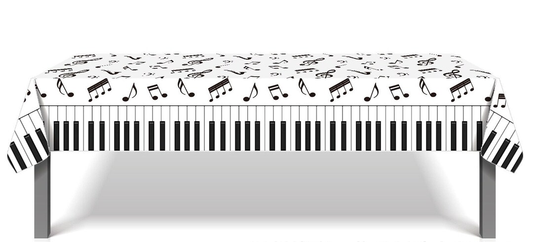 Music Notes Piano Table Cover Party Supplies Tablecloth Birthday ...