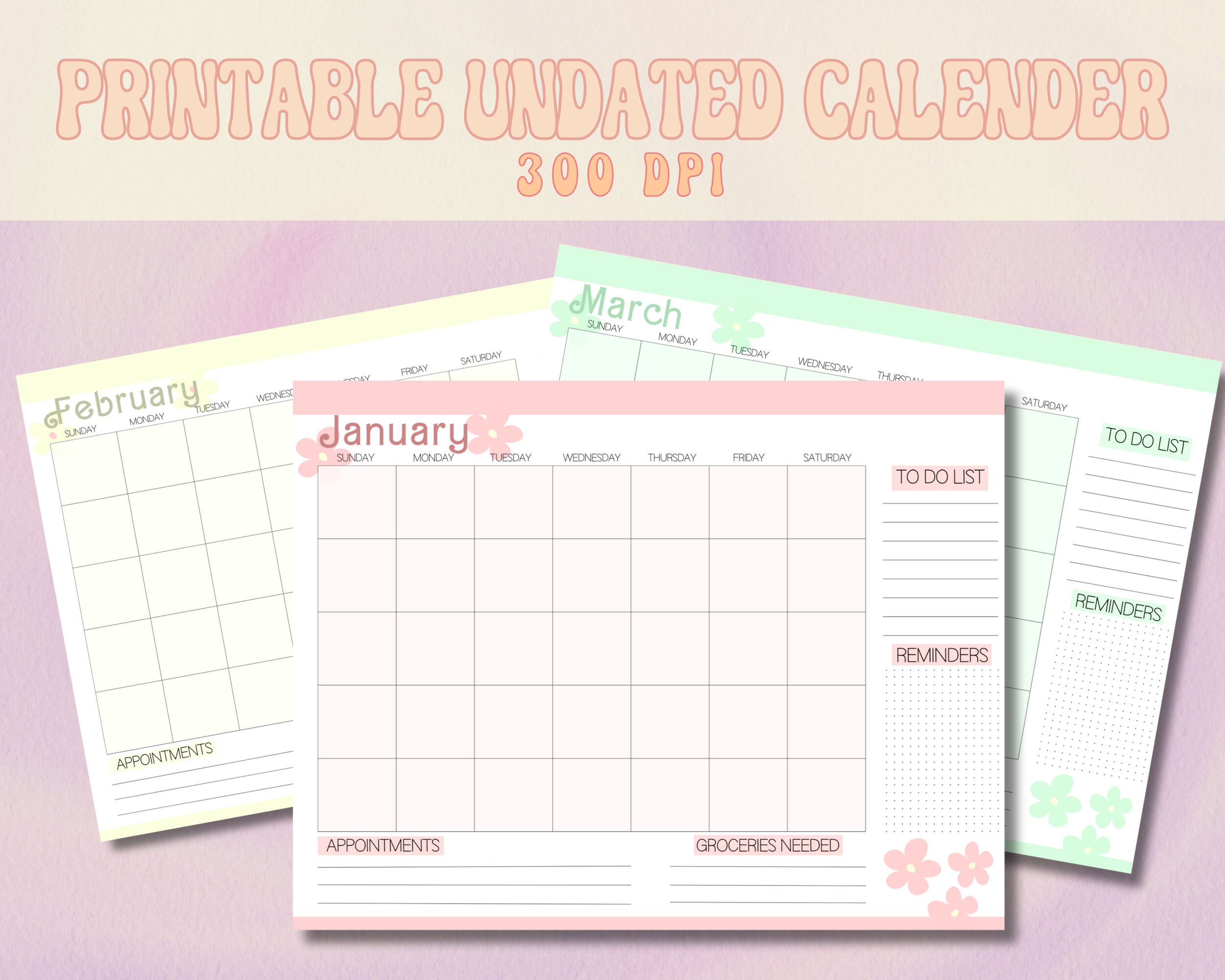 Retro Pastel Printable Calender,2024 Calender,2023 Calender,printable ...