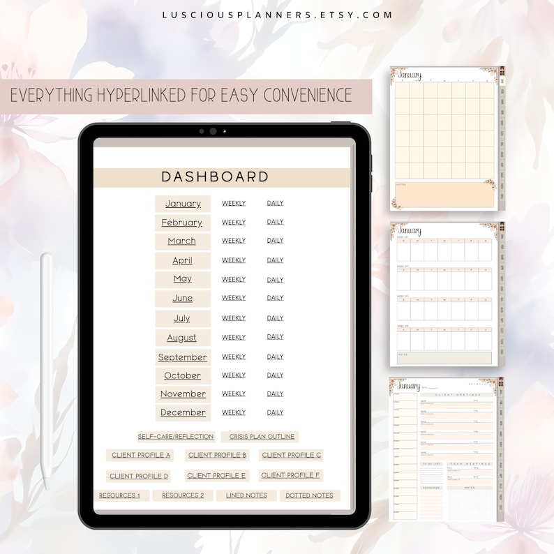 Therapy Planner, Mental Health Planner, Monthly Planner, Weekly Agenda ...