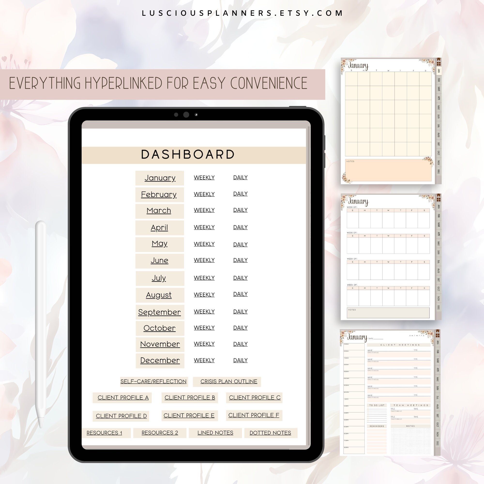 Therapy Planner, Mental Health Planner, Monthly Planner, Weekly Agenda ...