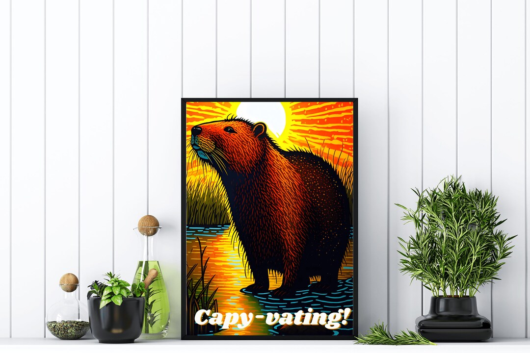 Capybara Sunset Marsh Print | AI Assisted Art | Capy Download Digital ...