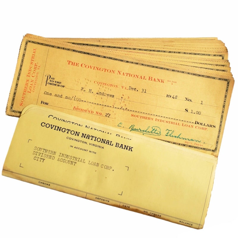 Old Bank Checks - Etsy