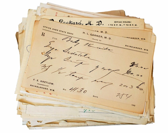 Antique Prescriptions / Vintage Handwritten Medical Prescriptions ...