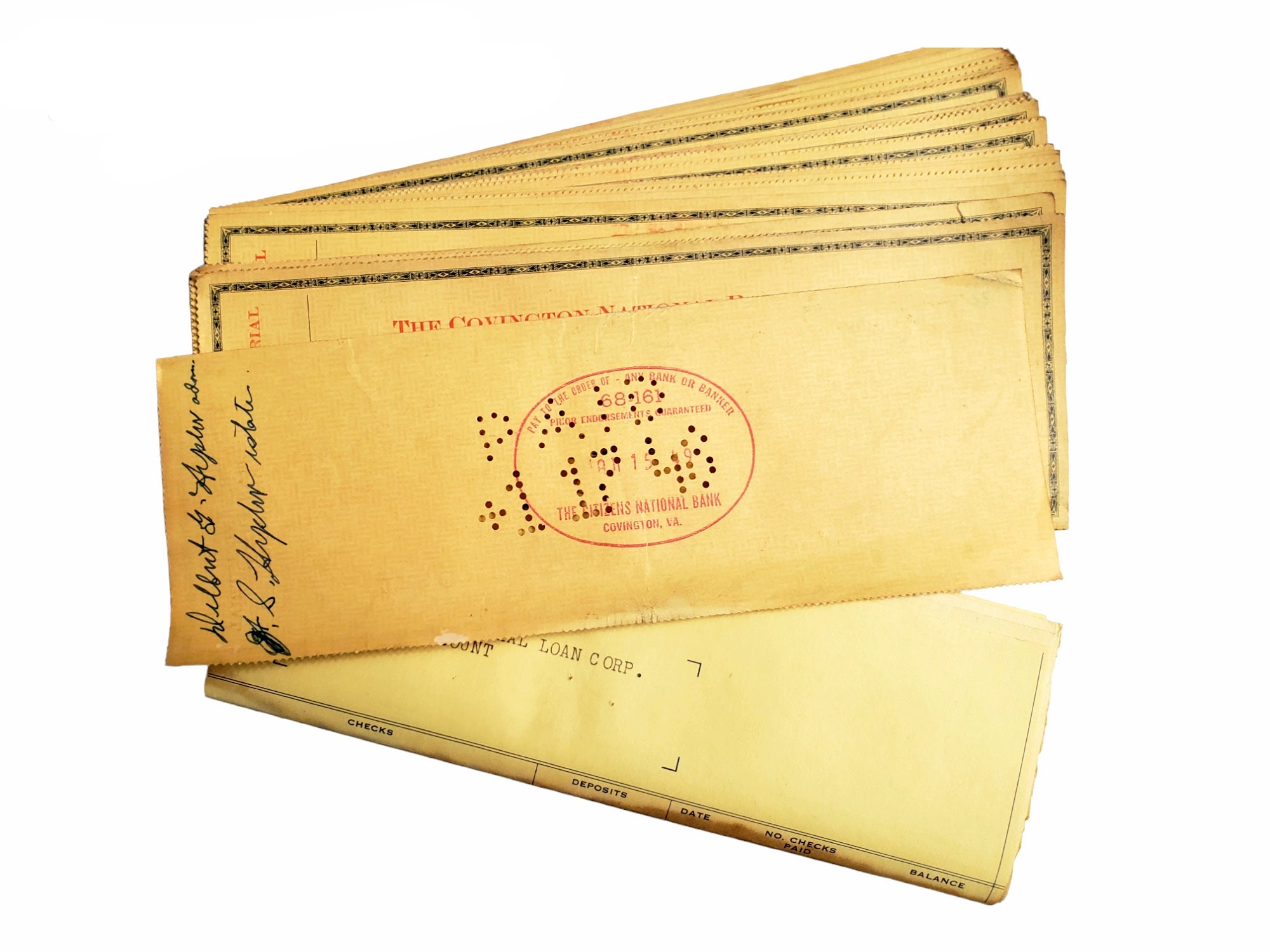 Vintage 1940s the Covington National Bank Cashed Checks Lot From ...