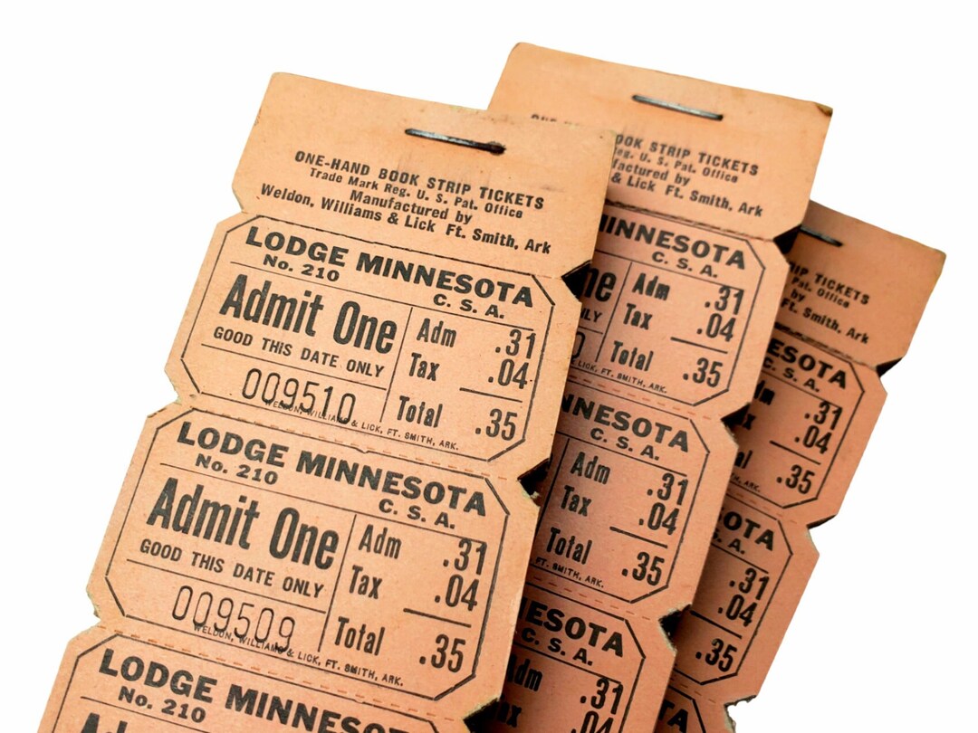 Vintage 1950s Admit One Tickets for Lodge Minnesota , One-hand Book ...