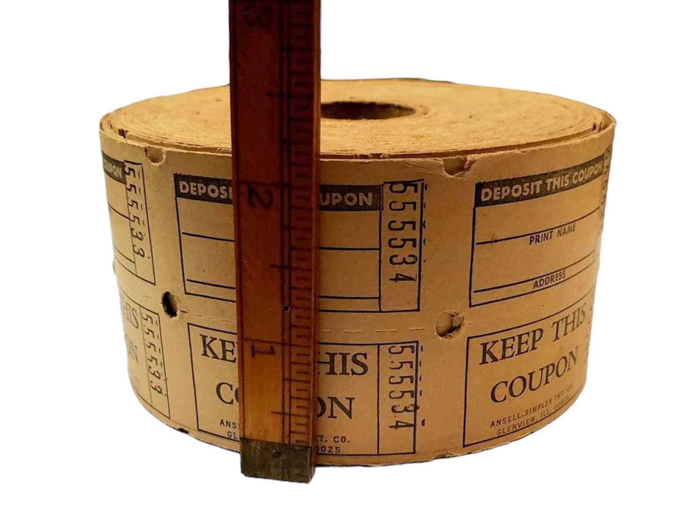 Vintage 1950s Double Stub Coupon Ticket Roll approximately 500 Tickets ...