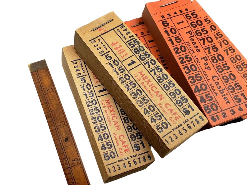 Vintage 1950s Restaurant Cafe Receipt Ticket Books (25 Tickets Choice ...