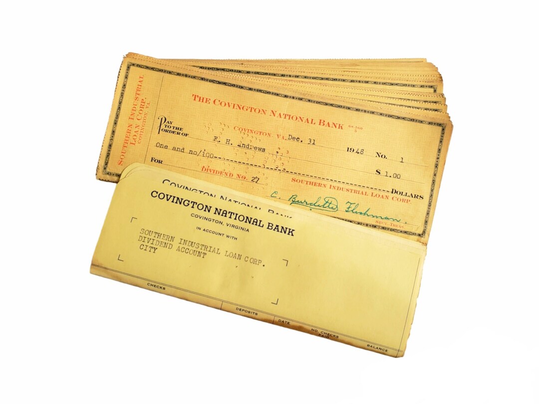Vintage 1940s the Covington National Bank Cashed Checks Lot From ...