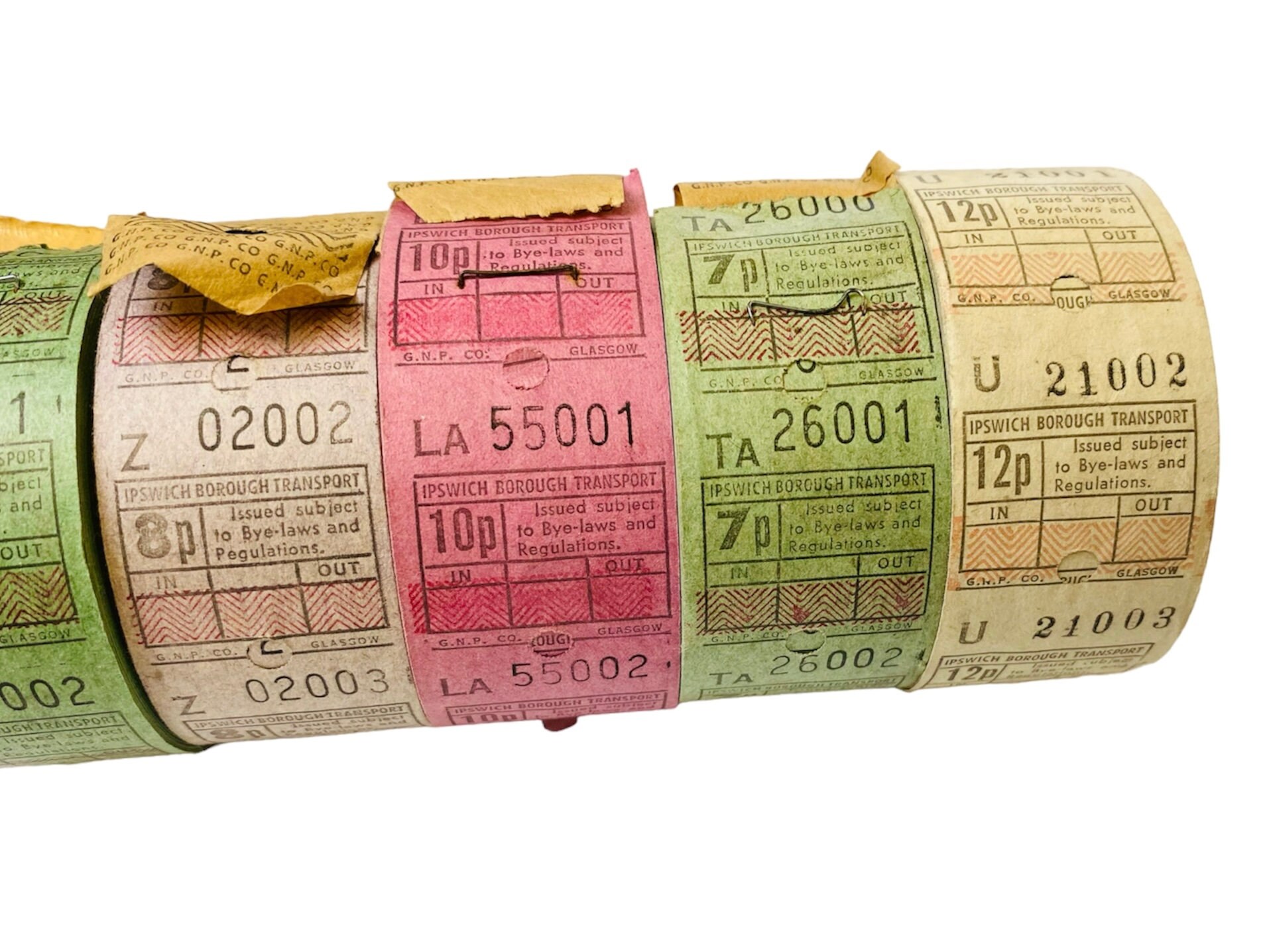 Vintage 1960s Ipswich Borough Transport British Bus Ticket Roll 1000 ...