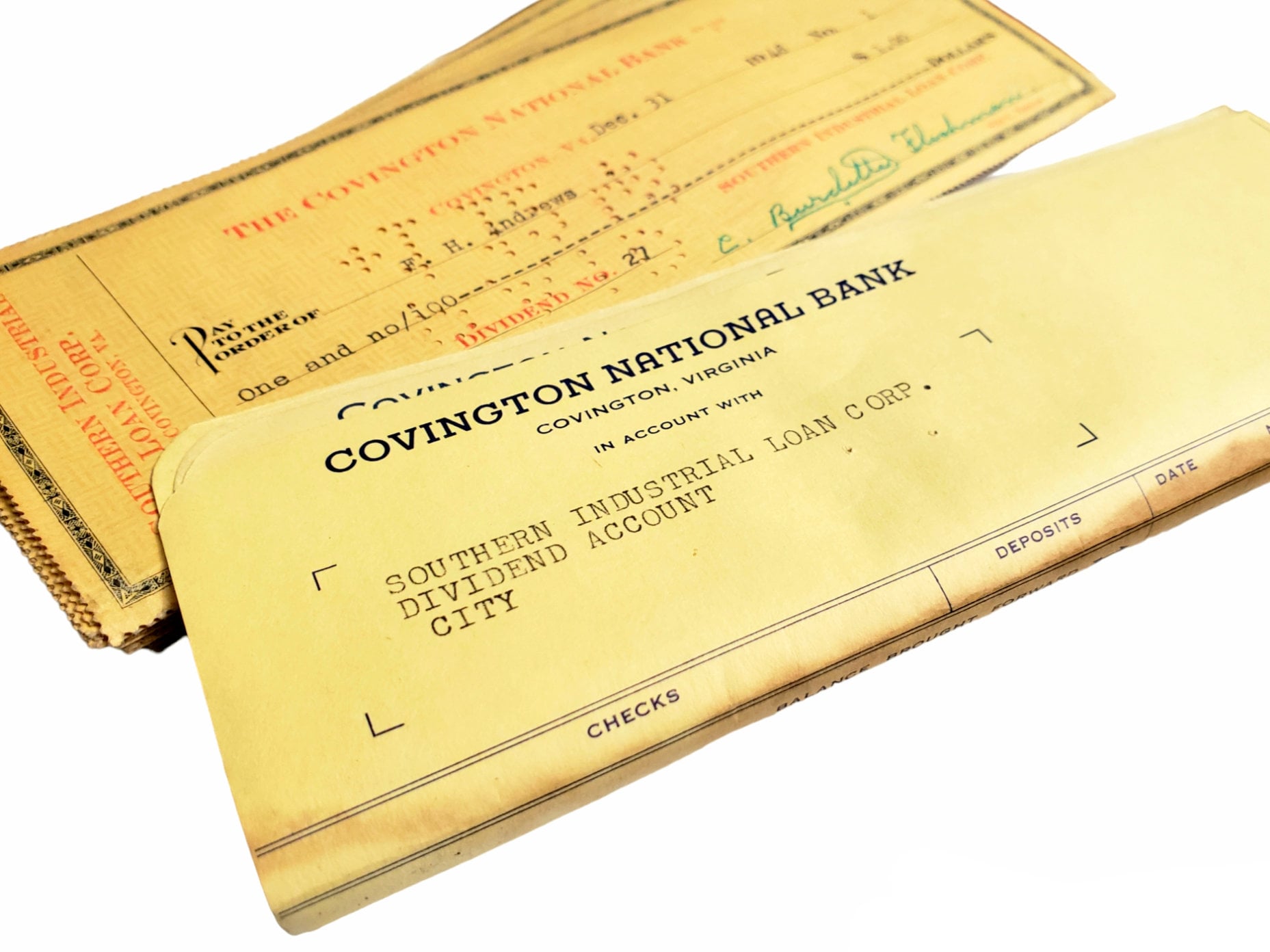Vintage 1940s the Covington National Bank Cashed Checks Lot From ...