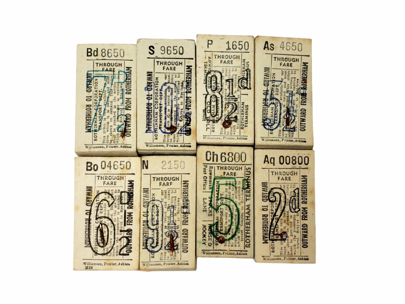 Vintage 1960s English Bus Ticket Books 50 Tickets Rotherham Corporation ...