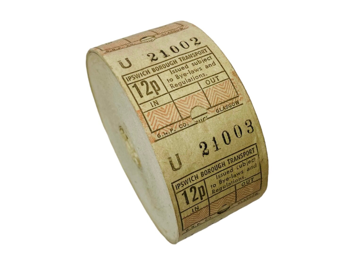 Vintage 1960s Ipswich Borough Transport British Bus Ticket Roll 1000 ...