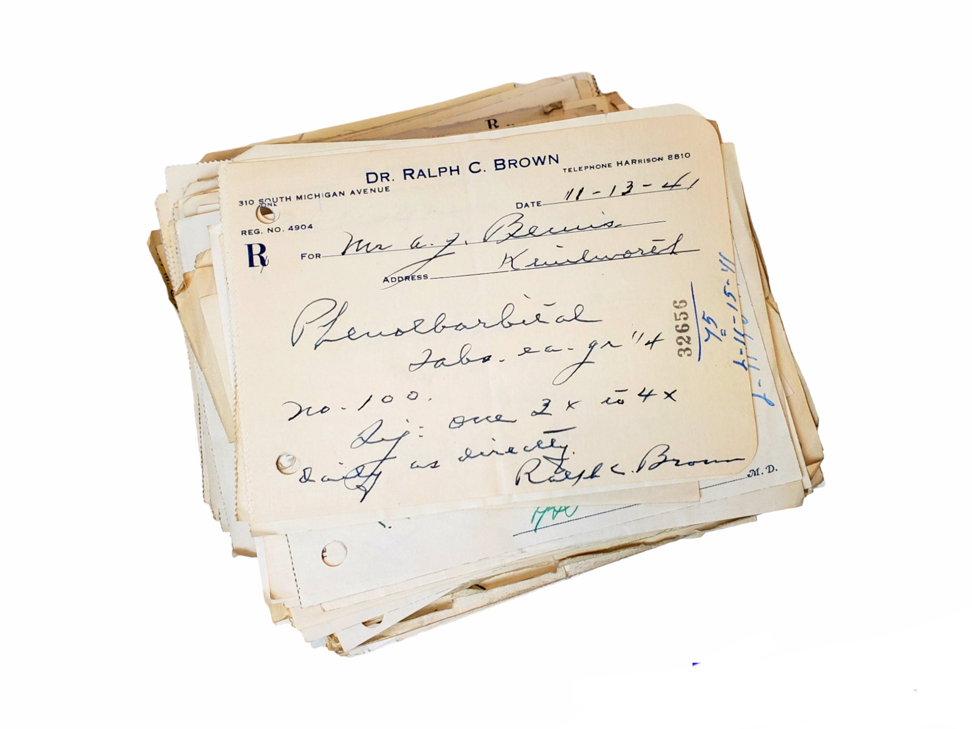 Vintage Pharmacy Rx Prescriptions Handwritten and Typewritten Sheets ...