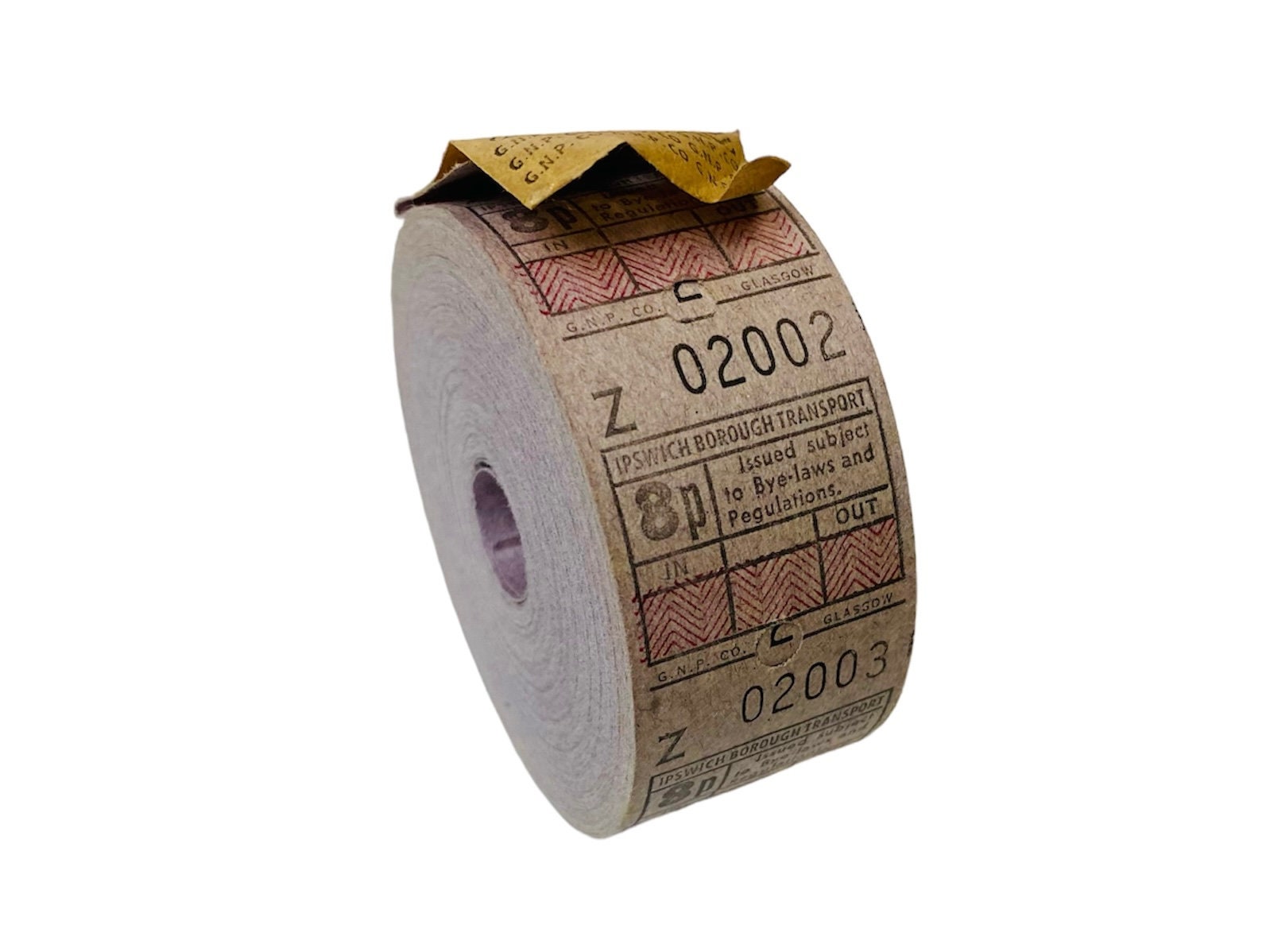 Vintage 1960s Ipswich Borough Transport British Bus Ticket Roll 1000 ...