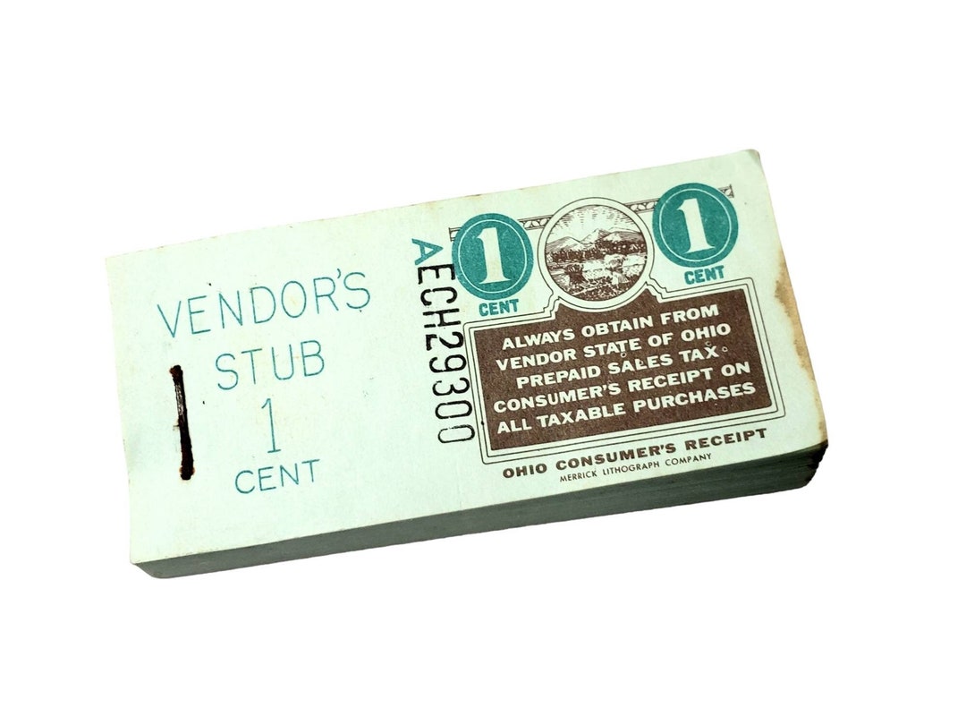 1930s Vintage 1 Cent Ohio Tax Ticket Book 100 Tickets, Unused Vintage ...
