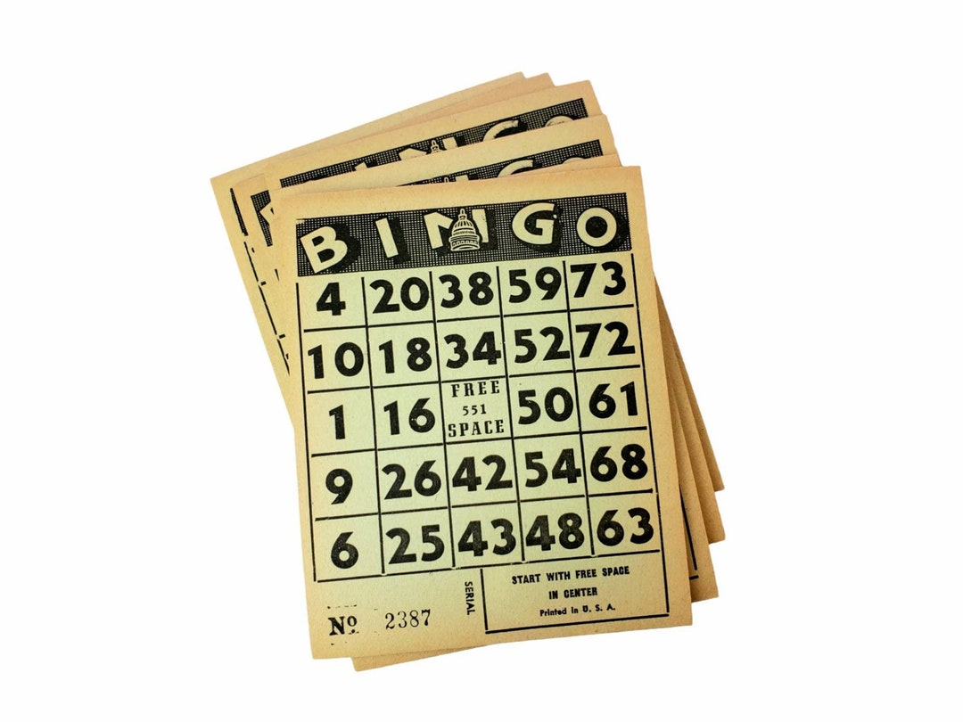 Vintage Paper Bingo Sheet Cards Book (25 Sheets) Vintage Light Green ...